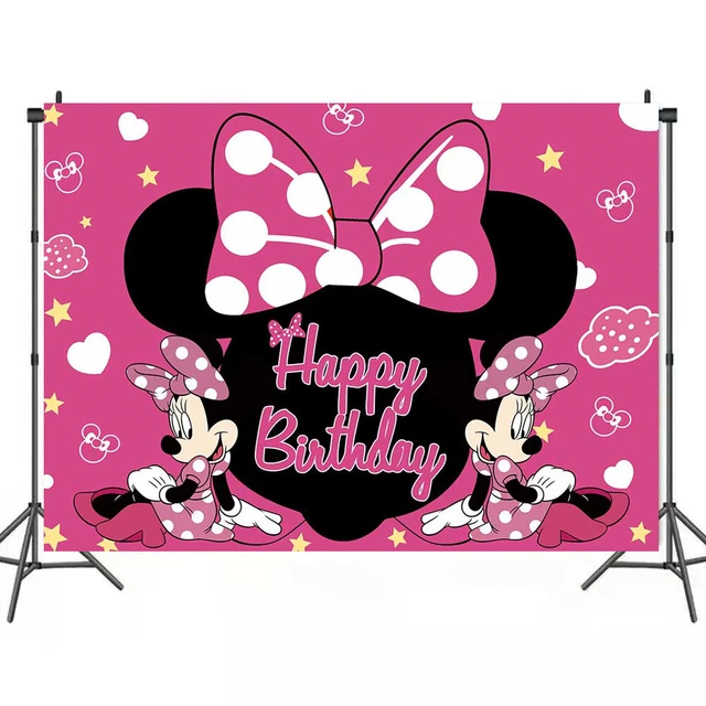 MINNIE MOUSE HAPPY Birthday Backdrop Background Party Photo Girls ...