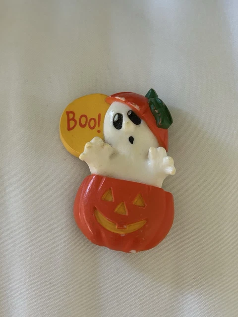 VINTAGE HALLMARK BOO Ghost Jack O Lantern Pumpkin Plastic Halloween ...