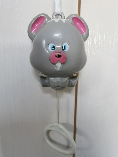 VINTAGE 1970S SANKYO Musical Mouse Pull String Baby Cot Crib Toy £44.00 ...