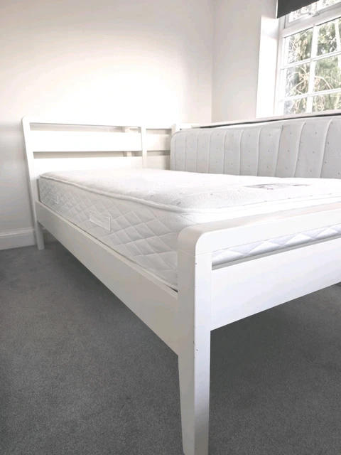 SINGLE WHITE WOODEN Bed Frame with Quality Mattress – Hardly Used £1.16 ...