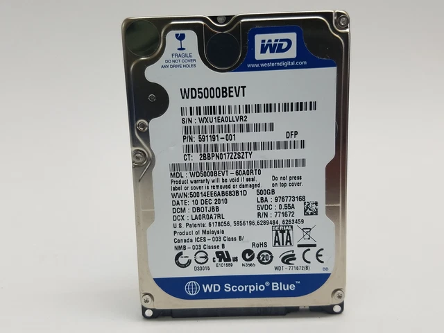 WESTERN DIGITAL SCORPIO Azul WD5000BEVT 500GB 2.5" SATA II Portátil ...