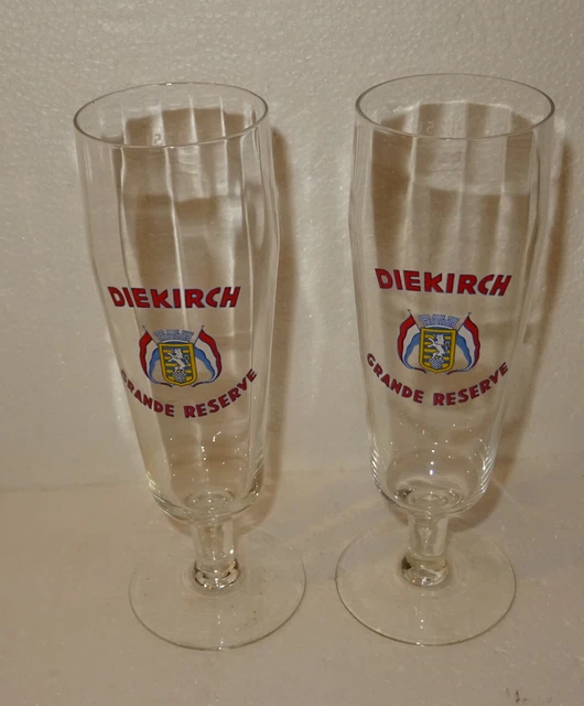 2 ANCIENS Verres Biere Diekirch Grande Reserve 0,25 L Brasserie Du Luxembourg EUR 18,00 ...