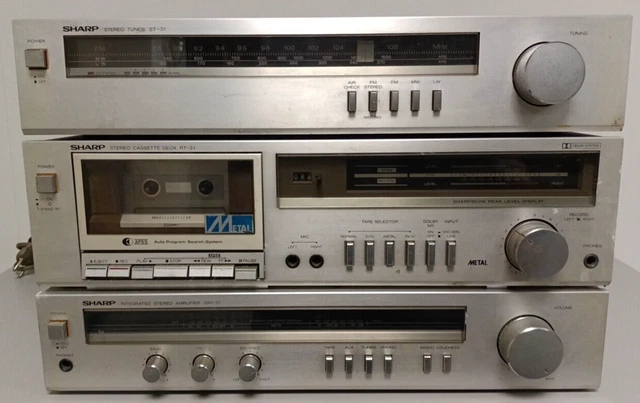 SHARP SM-31 AMPLIFICATORE + Rt-31 Piastra Cassette + St-31 Tuner Stereo ...