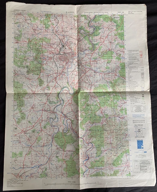 POST WW2 War Office MILITARY Map "KASSEL" (GERMANY) Sheet 248 2ND ...
