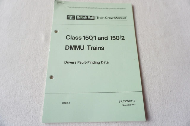 1987 CLASS 150 DMMU Diesel Locomotive Train Crew Railway Drivers Manual ...
