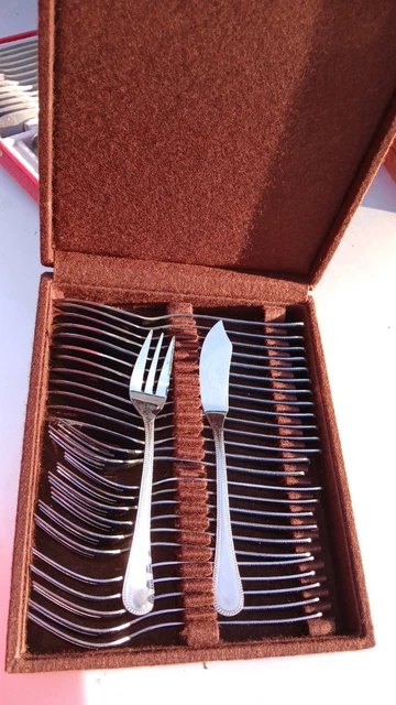 TRÈS BEAU COFFRET Couverts à poisson Jean Couzon 13 Couteaux et 13 ...