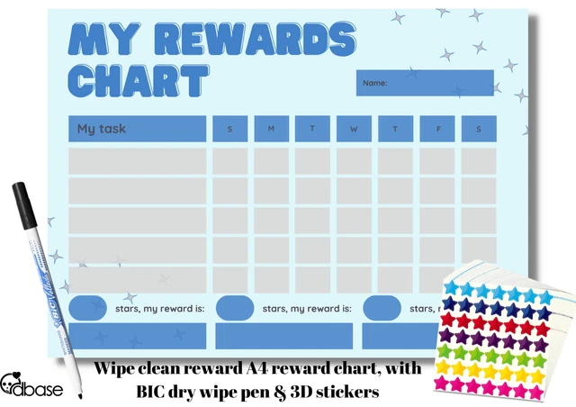 REUSABLE WIPE CLEAN A4 good behaviour wall chart inc Free pen & stars ...