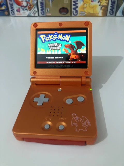 GAMEBOY ADVANCE SP with Backlit IPS V2 Screen Mod Custom Charizard ...