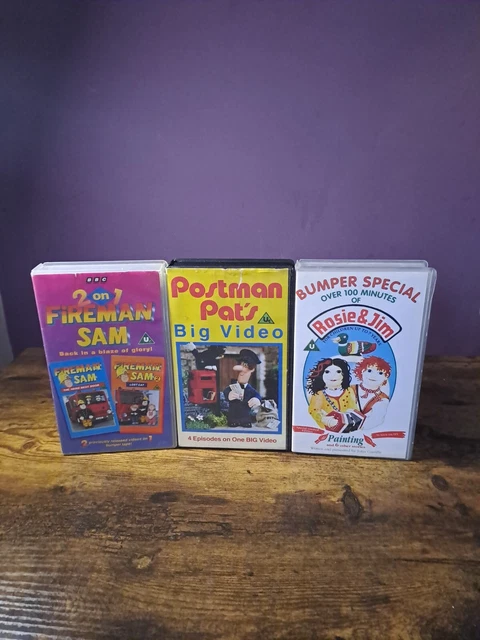 FIREMAN SAM 2 on 1: The Hero Next Door/Lost Cat VHS 1996 & Postman Pat ...