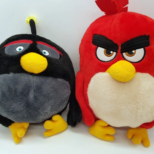 LARGE ANGRY BIRDS Black Bomb Bird & Red Bird Plush Soft Toys 2016 ...
