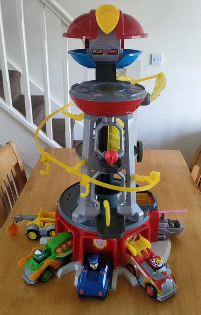 PAW PATROL MIGHTY Pups Lookout Tower + 7 Vehicles Sounds & Lights Fully ...
