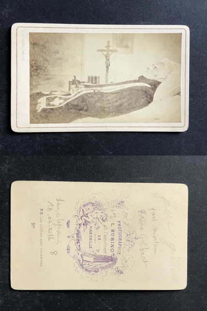 POST MORTEM, BROTHER Gilbert on his deathbed, circa 1870 vintage cdv ...