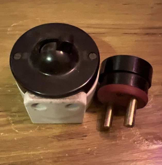 VINTAGE BAKELITE & Ceramic Light Switch Antique Old Art Deco Dolly Plug ...