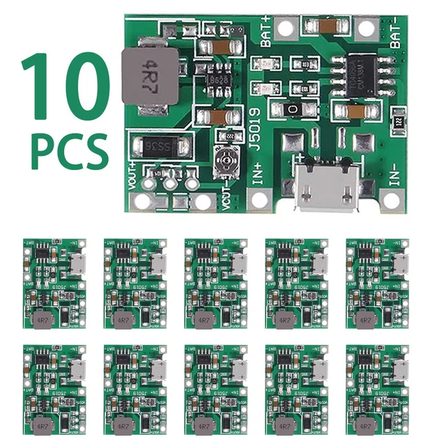 10X MICRO-USB TP4056 3.7V Battery Charger Module Step-up Boost DC 5V 9V ...