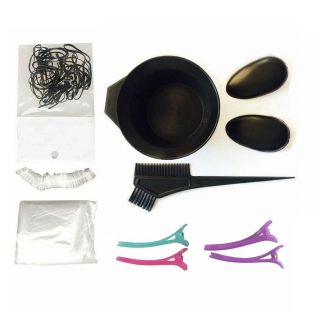 11PCS DIY HAIR Dye Coloring Beauty Salon Tool Kit Brush Comb Bowl Black ...