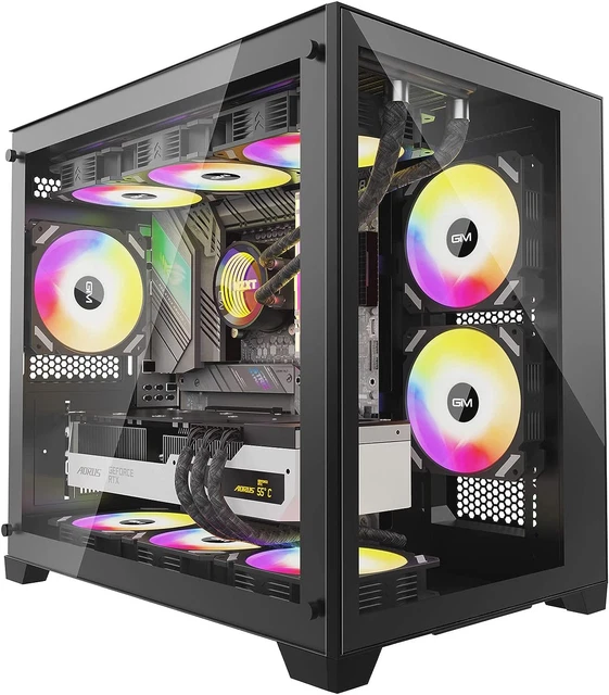 MICRO ATX PC Case with 2 Tempered Glass Panels Mini Tower Gaming PC ...