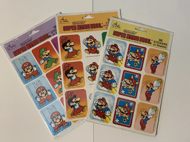 VINTAGE ARTIS NINTENDO Super Mario Bros Stickers 1989 NIP NOS $27.00 ...