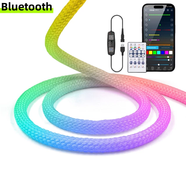 NEON RGB IC LED Strip Lights WS2812B Addressable Flex Diffuse Light APP ...