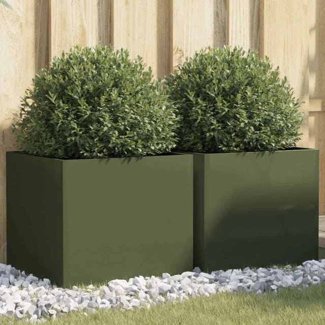 1925502 FIORIERE 2 pz Verde Oliva 42x40x39 cm in Acciaio EUR 96,99 ...
