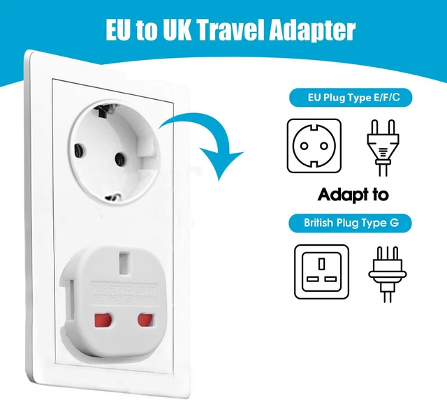 TRAVEL ADAPTER UK to EU Europe European Plug Adapter [3 Packs] , UK to ...