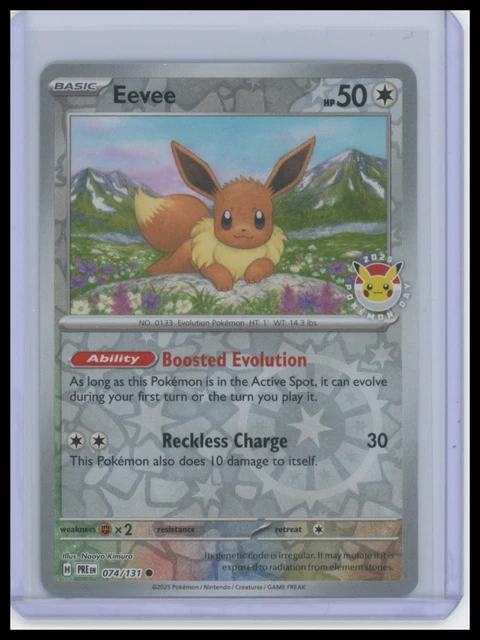 EEVEE PRISMATIC EVOLUTIONS 074/131 Holo Pokemon Day 2025 Stamped Promo ...