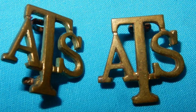 WW2 ATS AUXILIARY Territorial Service Military Collar Badge Pair World ...