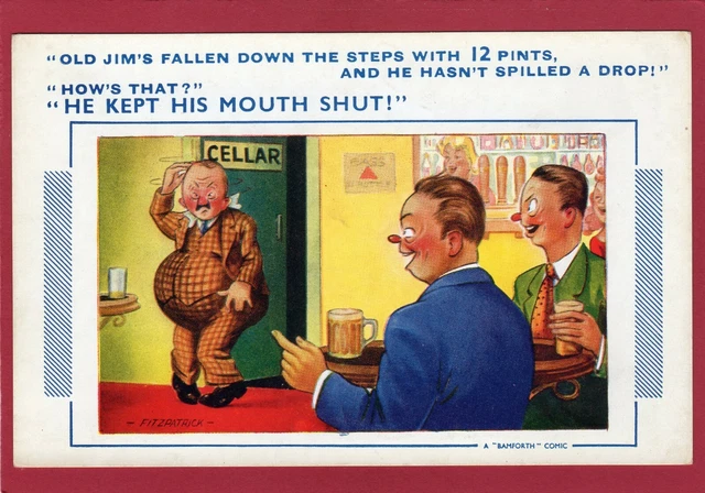 BAMFORTH COMIC FITZPATRICK Kept His Mouth Shut pc Brown Triangle Back ...