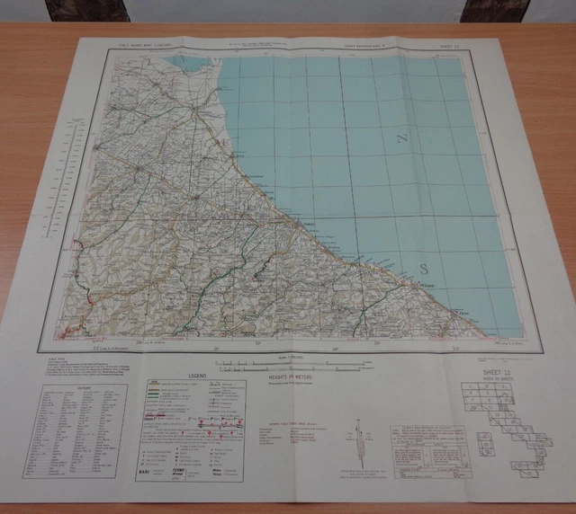 WW2 US ARMY map of ITALY - "RAVENNA, RIMINI, PESARO, SAN MARINO ...