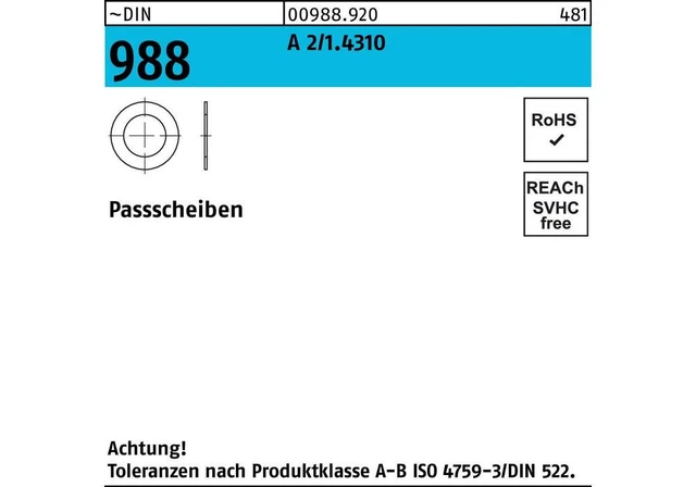 REYHER PASSSCHEIBE DIN 988 40 x 50 x 0,2 A 2/1.4310 EUR 55,26 - PicClick DE
