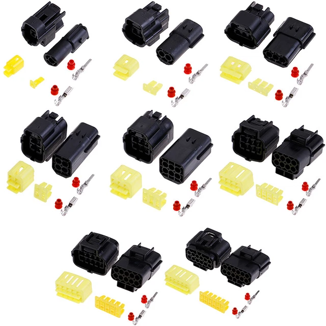 1 SET 1/2/3/4/6/8/10/12 Pin Way Waterproof Wire Connector Plug Car ...