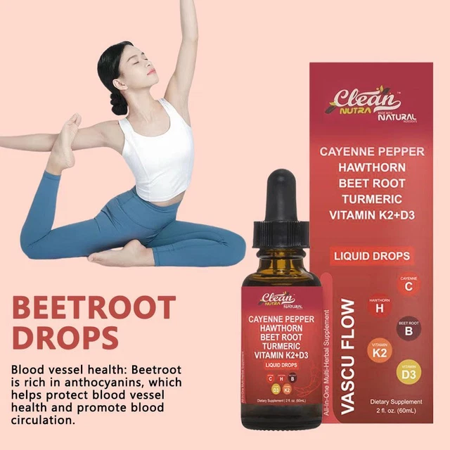 CLEAN NATURAL PEPPER Hawthorn Beet Root Turmeric Vitamin K2+D3 Drops ...