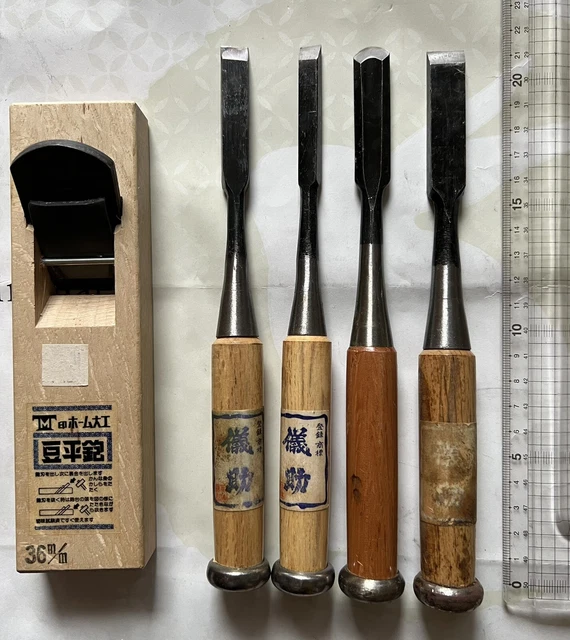 JAPANESE CHISEL 4SET Nomi and 30mm Kanna Plane Hand Wood Block ...