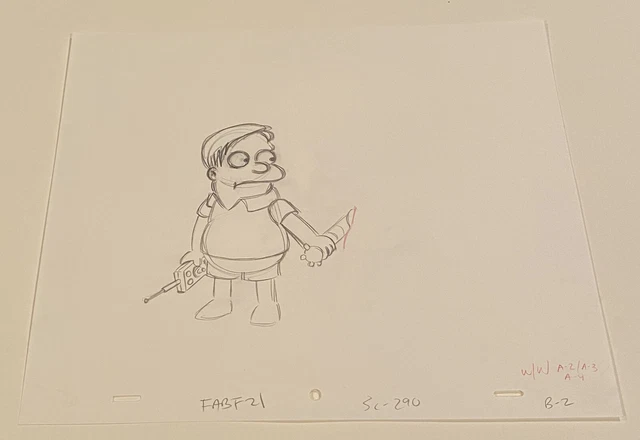 SIMPSONS ORIGINAL PRODUCTION Animation Sketch Drawing Cel Martin Rare ...