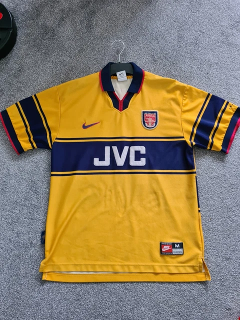 ARSENAL FOOTBALL SHIRT BERGKAMP 10 ORIGINAL 96/97 JVC Away Mens SIZE ...