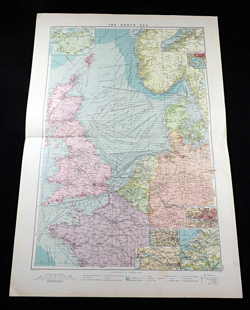 ANTIQUE SHIPPING LINE Route Map North Sea Nautical Maritime Navigation ...