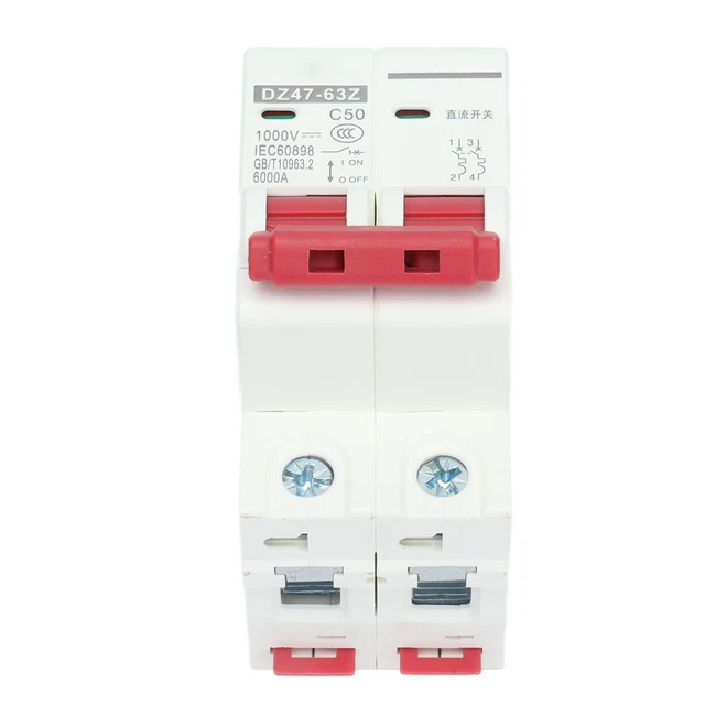 2P MINIATURE CIRCUIT Breaker 50A DC 1000V Mini Circuit Breaker DIN Rail ...