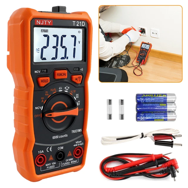 6000 COUNTS DIGITAL Multimeter Auto Range DC AC Voltage Current Meter ...