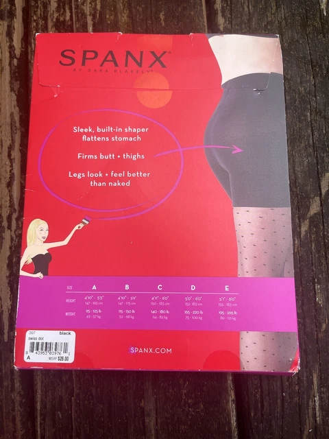 SPANX SARA BLAKELY Sheers Shaper Pantyhose Swiss Dot Sz A Black Style ...