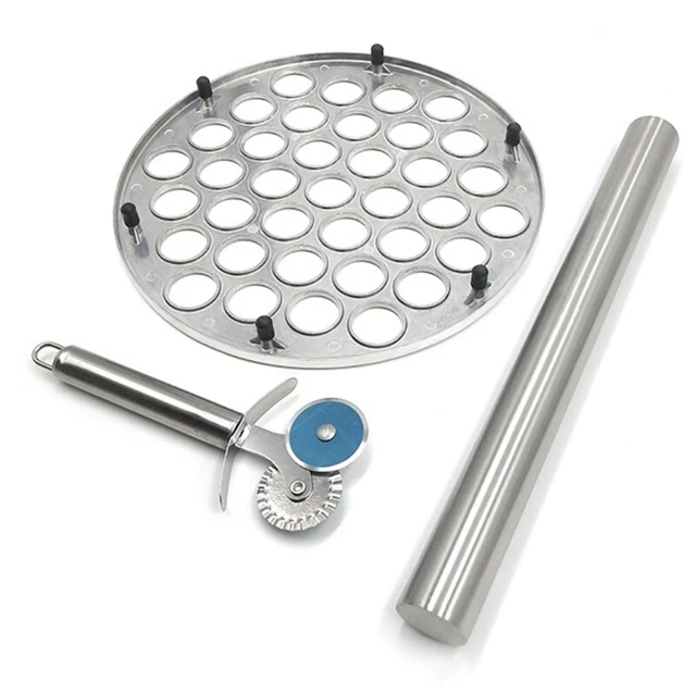 HOME CHEF PELMENI Maker with Ravioli Cutter Wheel and Rolling Pin ...