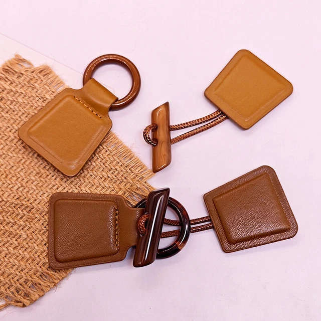 U LEATHER HORN Toggle Buttons DIY Duffle Coat Fastener Buckle Coat ...