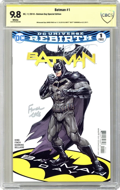BATMAN #1 PORTER Batman Day A Variant CBCS 9,8 SS Finch/Banning 2016 ...