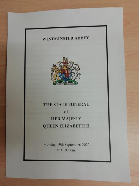 QUEEN ELIZABETH II Funeral Order of Service 2022 Booklet 19/09/2022 A4 ...