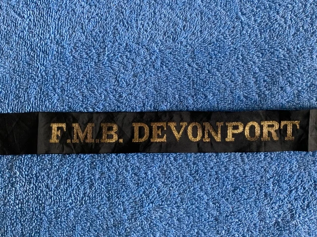 ROYAL NAVY - FMB DEVONPORT - HMS Naval Hat Band Ribbon Tape - Cap Tally ...