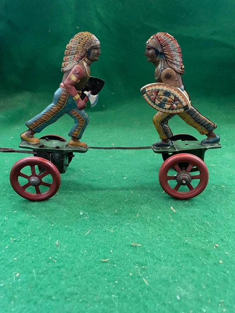 VINTAGE GERMAN TIN Windup "INDIAN WARRIORS" Einfalt 1920's $101.00 ...