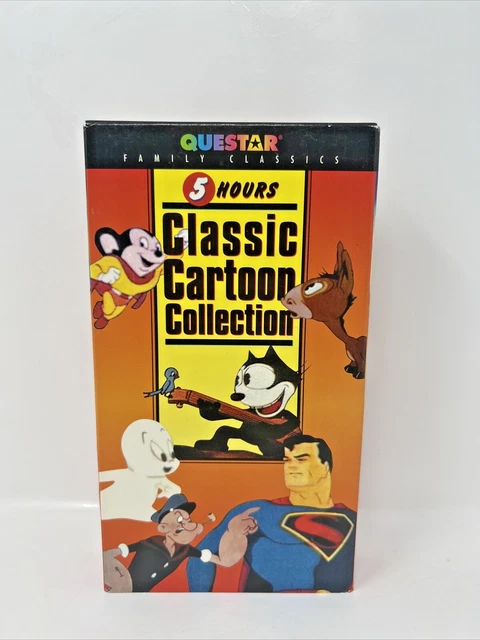CLASSIC CARTOON COLLECTION 5 Hours VHS Video Tape Used Cartoon Questar ...