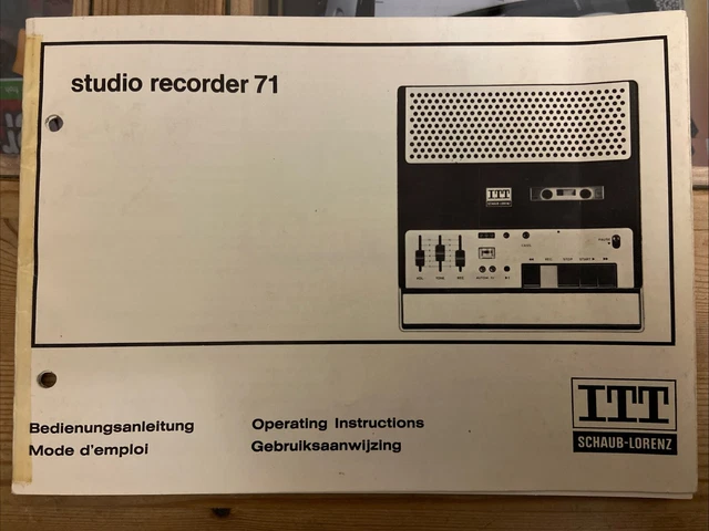 ITT STUDIO RECORDER 71 Bedienungsanleitung und Schaltplan EUR 5,00 ...
