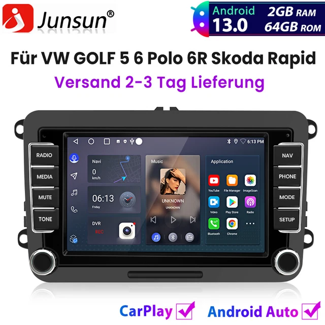 FÜR VW GOLF 5 6 Polo 6R Skoda Rapid Carplay Android13 Autoradio GPS ...