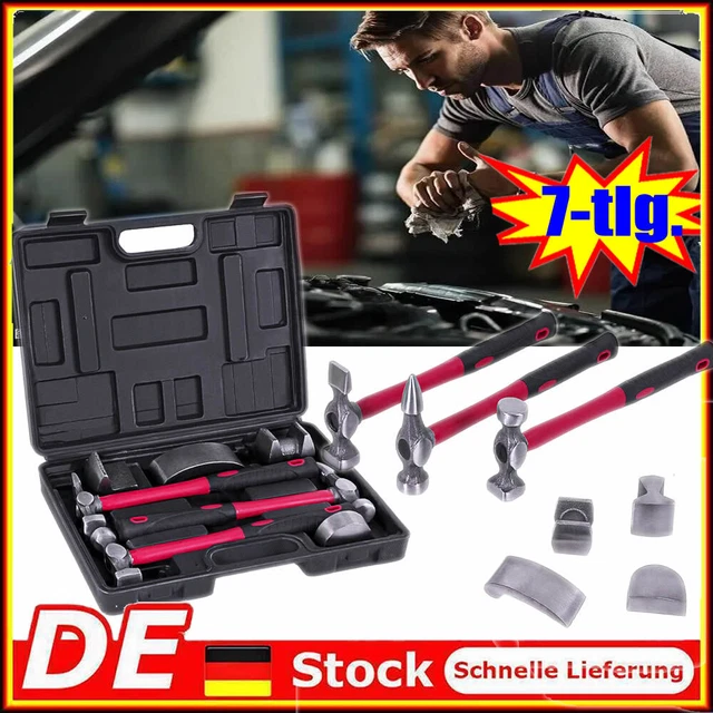 7 TLG AUSBEULWERKZEUG Blech KFZ Karosserie Ausbeulsatz Dellen Reparatur ...