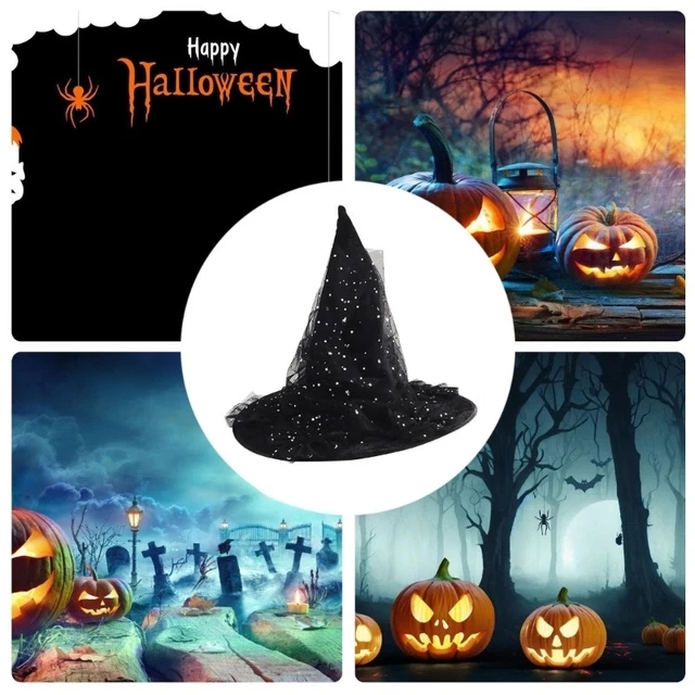 DARK WITCH HAT for Kids Adults Halloween Party Cosplay Costume Lace ...