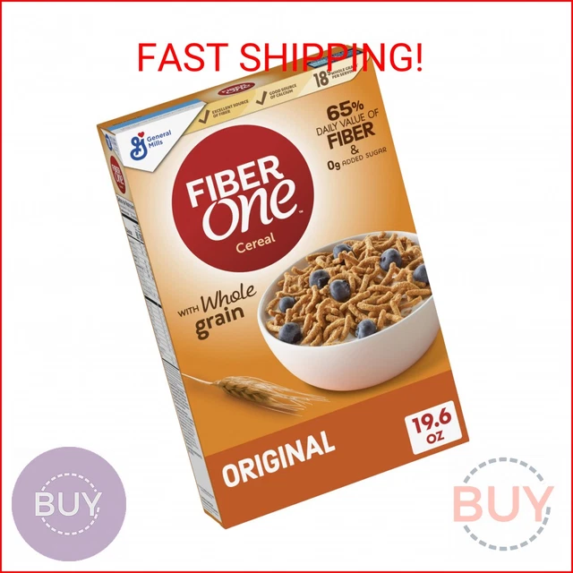 FIBER ONE CEREAL, Original Bran, High Fiber Cereal Made with Whole ...